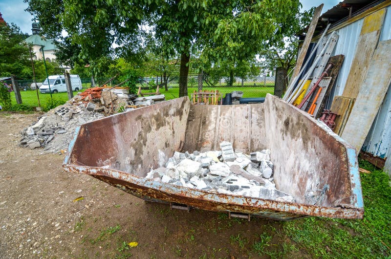 Construction Waste Container Dumpster at Residential House Construction ...