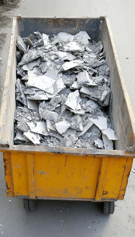 Construction Waste Container, Filled with Broken Concrete, Debris ...