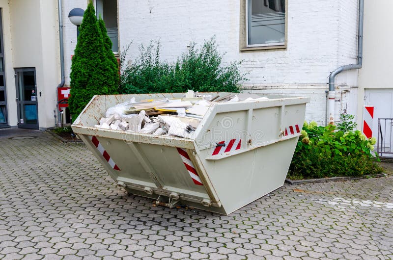 Construction Waste Container Full of Construction Waste Stock Photo ...