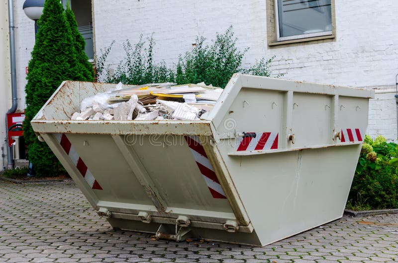 Construction Waste Container Full of Construction Waste Stock Image ...