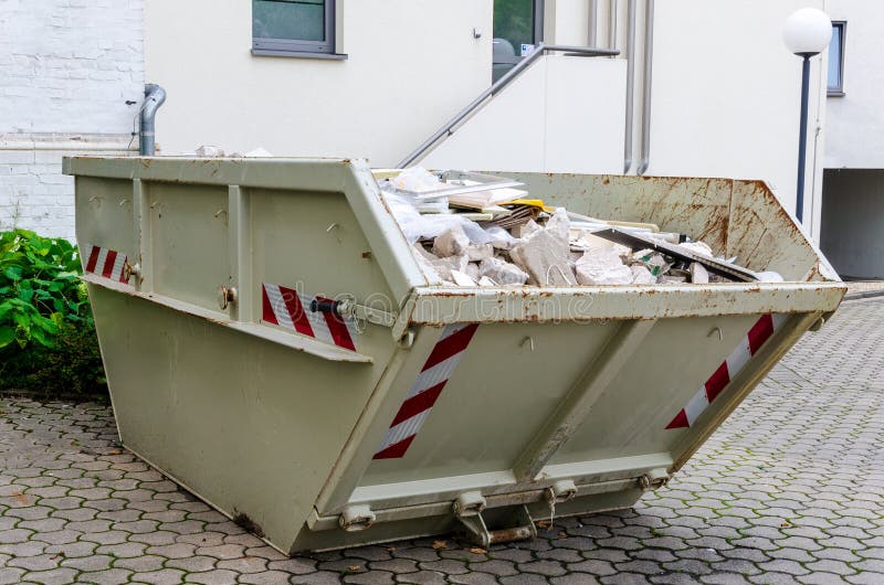 Construction Waste Container Full of Construction Waste Stock Image ...