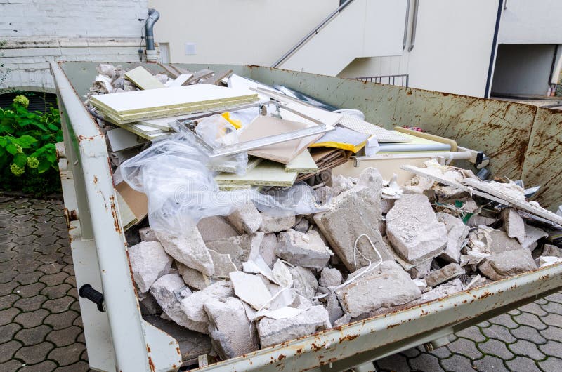 Construction Waste Container Full of Construction Waste Stock Photo ...