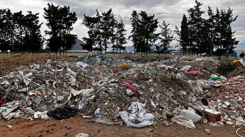 Construction Waste Dumped in the Natural Area Stock Photo - Image of ...