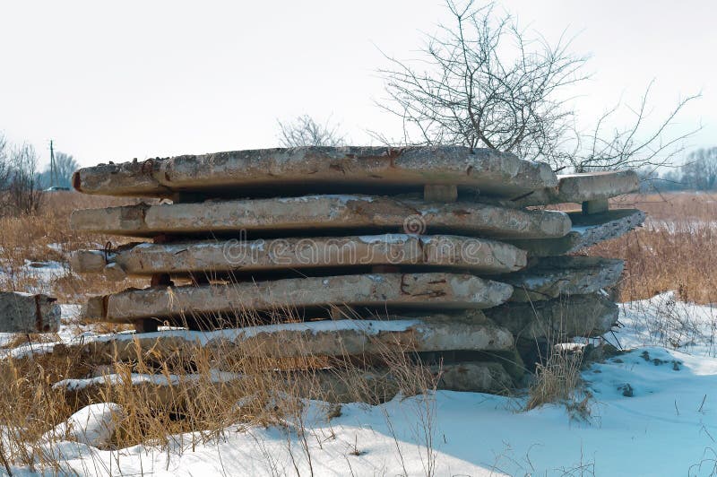 Construction Waste in the Field Stock Image - Image of cement, material ...