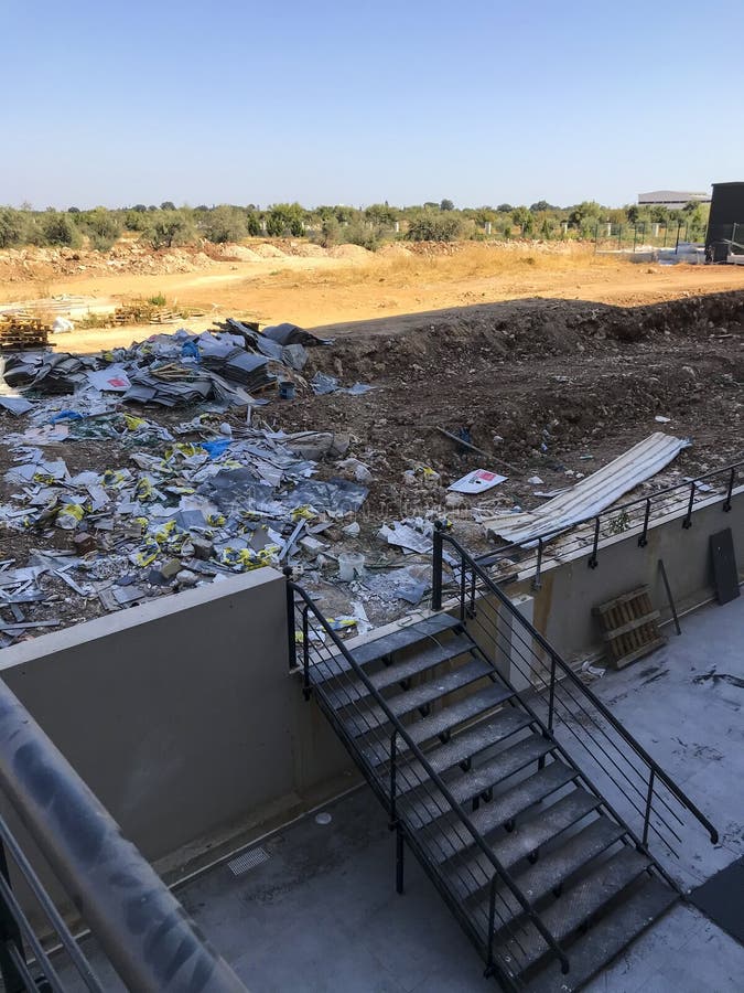 Construction Waste and Garbage on the Edge of the Building Stock Image ...