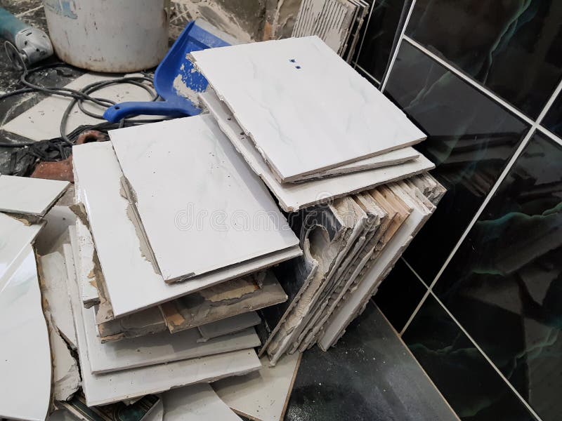 Construction Waste and Old Floor Tile Stock Image - Image of cover ...