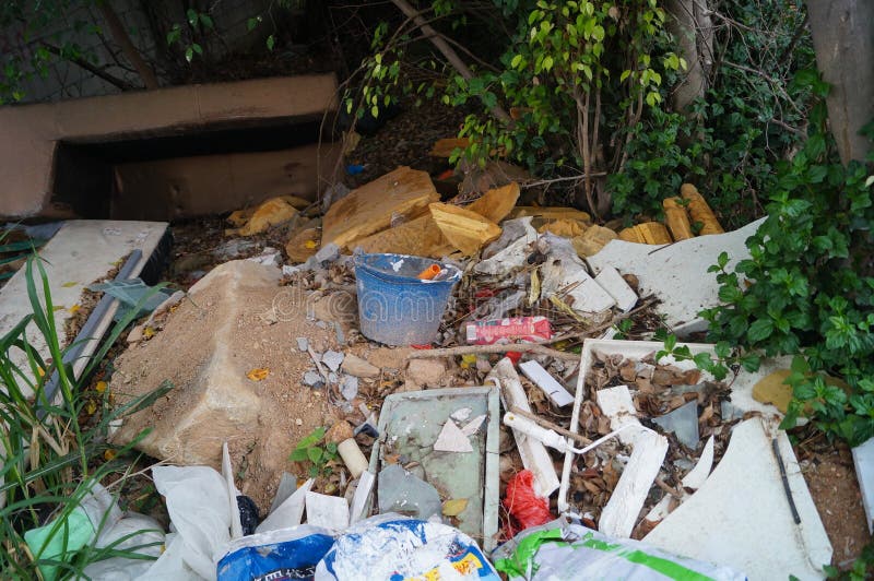 Construction Waste Thrown on the Road Editorial Image - Image of ...