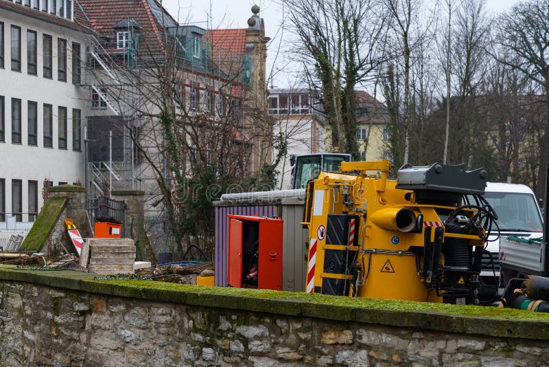 Construction Shredder Machine of Yellow Color at the Construction Site ...
