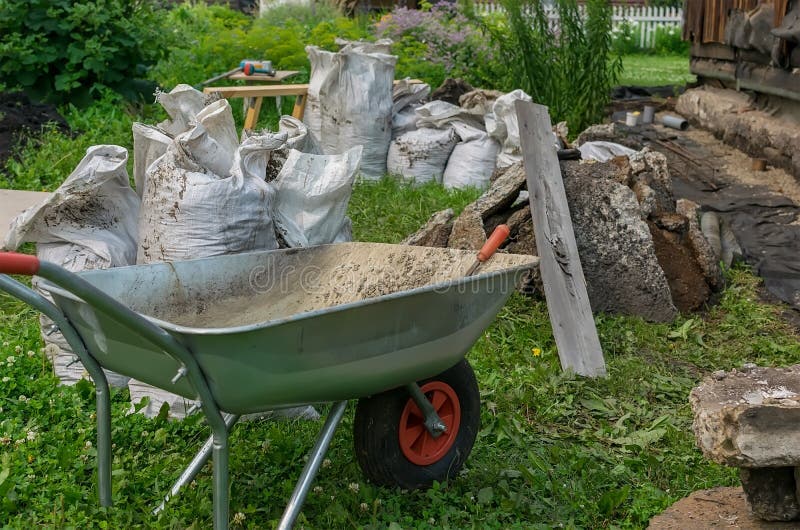 Construction Waste and Tools on Private Property Stock Photo - Image of ...