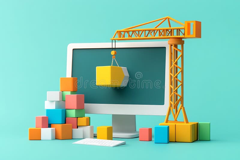 Construction of a Website stock illustration. Illustration of ...