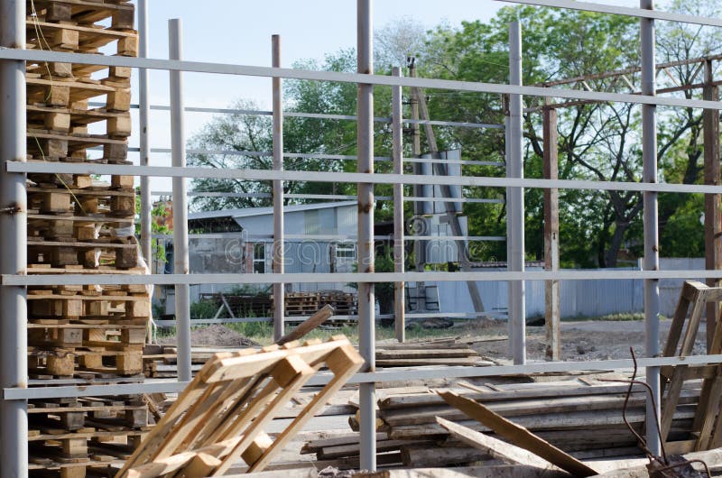 Construction of a Welded Iron Structure. Construction of a Building ...