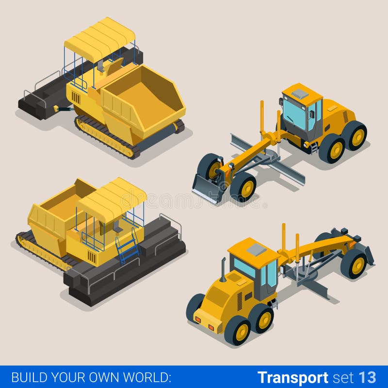 Construction Wheeled Tracked: Vector Flat Isometric Vehicles Stock ...