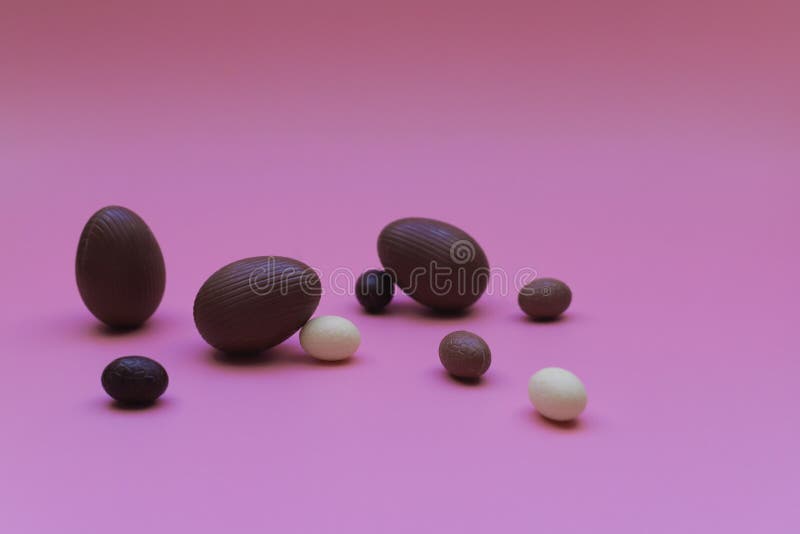 Construction from White, Milk and Dark Chocolate Eggs for Easter. Stock ...