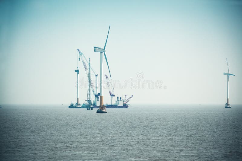 Offshore Wind Turbine Assembly Stock Image - Image of high, change: 4559267