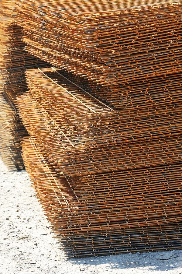 Construction Wire Mesh on Site Stock Image - Image of grid, building ...