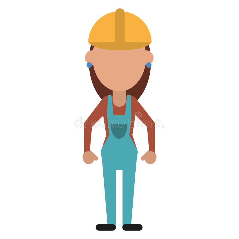 Construction Woman with Overalls Uniform Stock Vector - Illustration of ...
