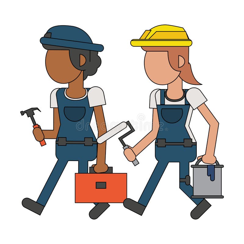 Construction Workers with Tools Cartoons Faceless Stock Vector ...
