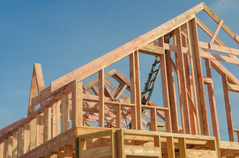 Construction of Wooden Frame House Stock Photo - Image of installation ...