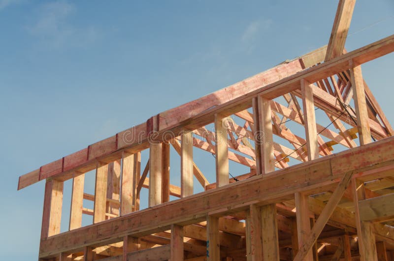 Construction of Wooden Frame House Stock Image - Image of framework ...