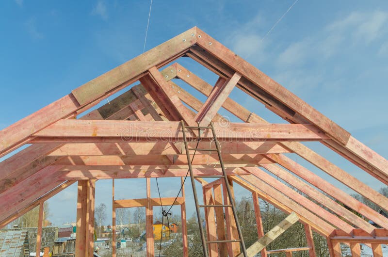 Construction of Wooden Frame House Stock Photo - Image of lumber ...