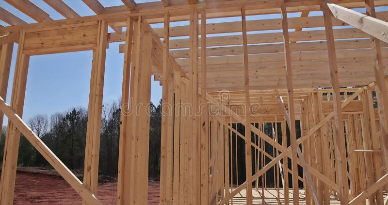 Construction of a Wooden Framework for New House Under Construction ...