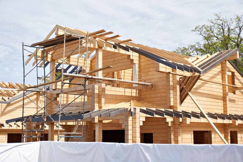 Construction of Wooden House Stock Photo - Image of site, built: 148064726