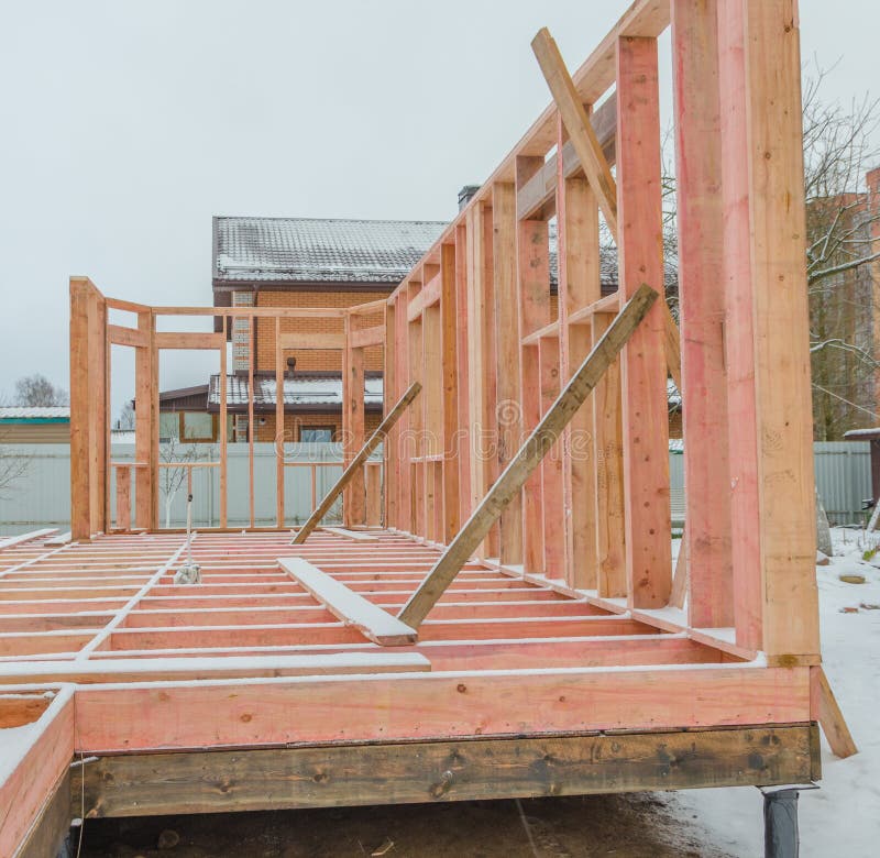 Assembly and Installation of Walls in Frame House Stock Image - Image ...