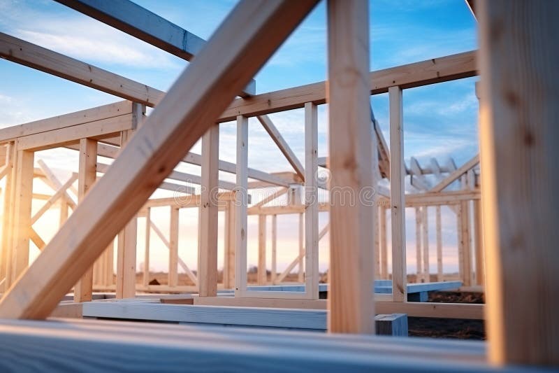 Construction Wooden House, Wooden Framework, Building House, Stock ...