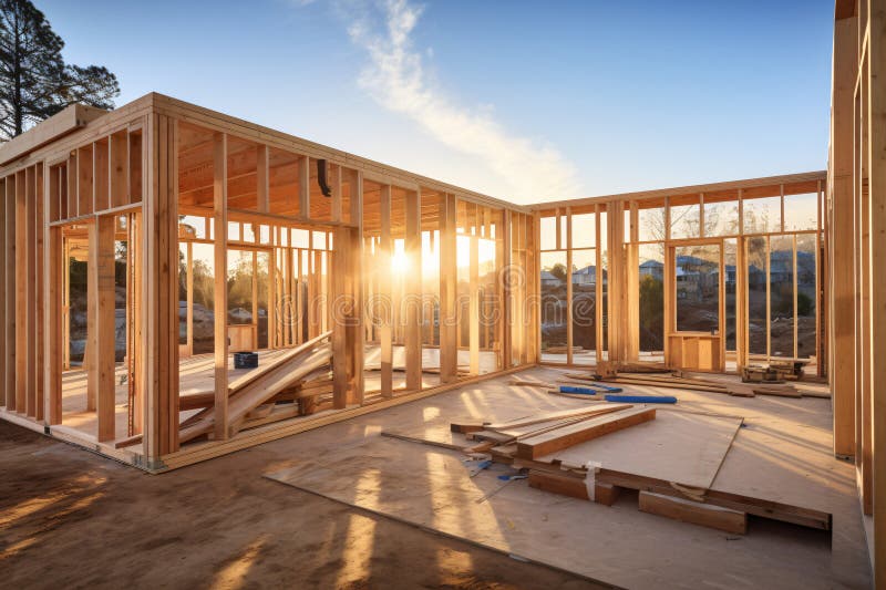 Construction Wooden House, Wooden Framework, Building House, Stock ...