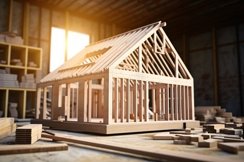 Construction Wooden House, Wooden Framework, Building House, Stock ...