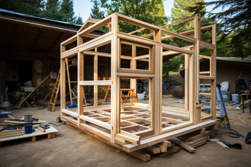 Construction Wooden House, Wooden Framework, Building House, Stock ...