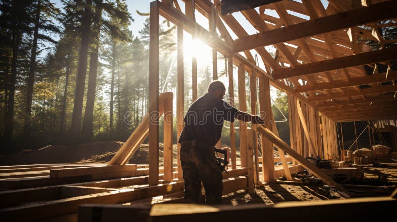 Construction Wooden House, Wooden Framework, Building House, Stock ...