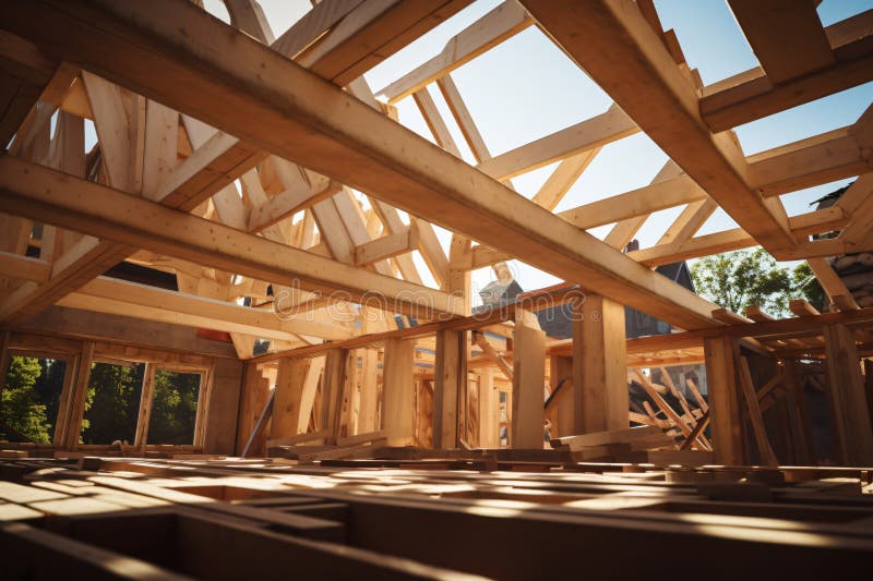 Construction Wooden House, Wooden Framework, Building House, Stock ...