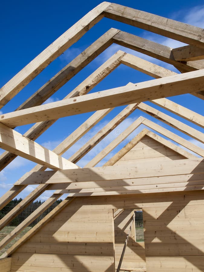 Construction of a Wooden House with Logs Rectangular Stock Image ...