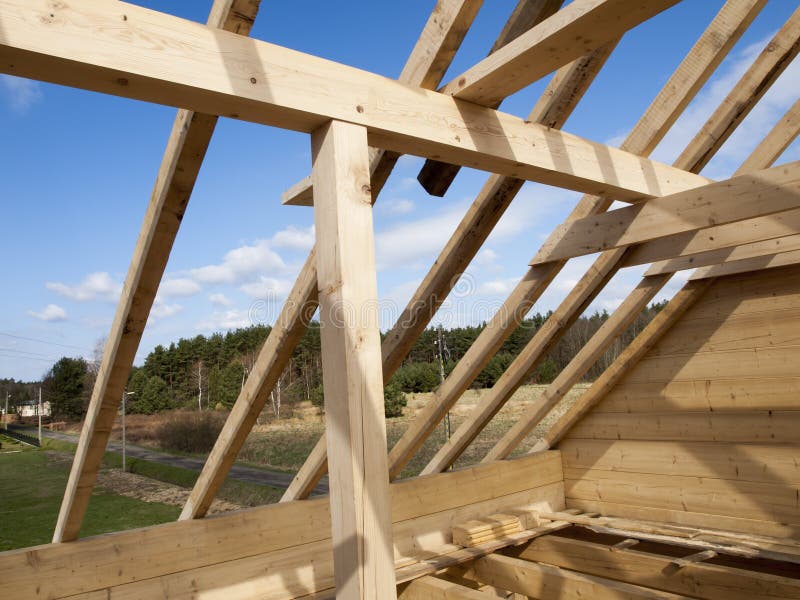 Construction of a Wooden House with Logs Rectangular Stock Photo ...