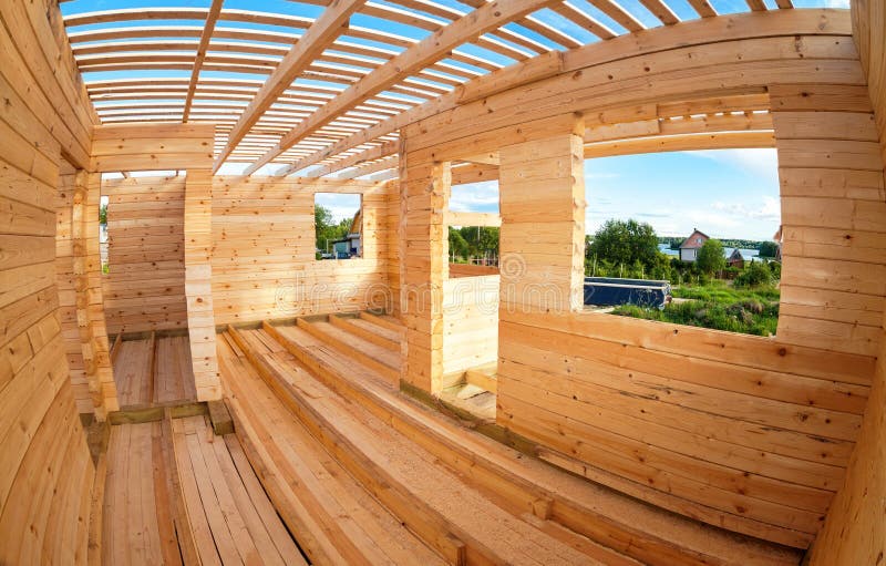 Construction of Wooden House Stock Image - Image of architecture ...