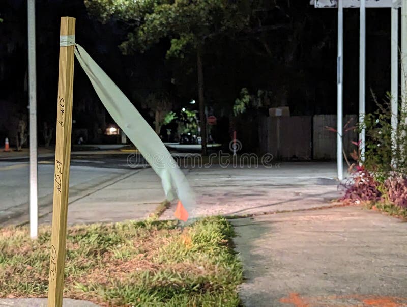 Construction Wooden Marker by Residential Roas Stock Image - Image of ...