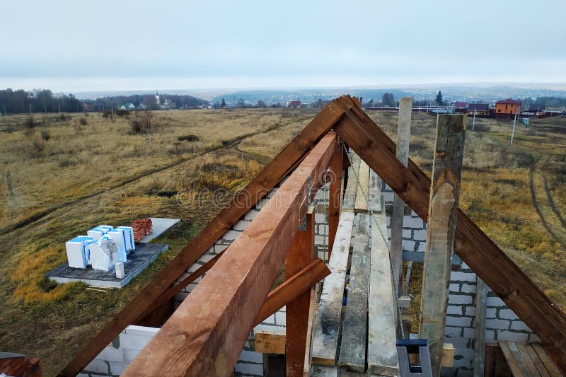 Construction of a Wooden Roof of the Curved Rafters at the Beginning of ...