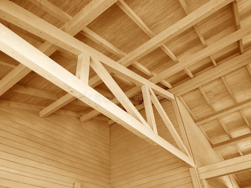 The Construction of a Wooden Roof. Stock Image - Image of property ...
