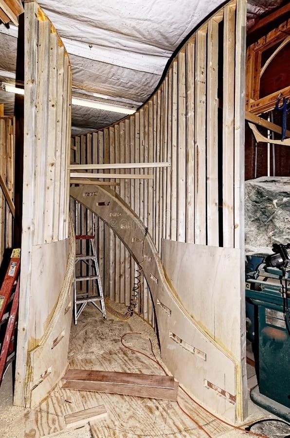 Construction of a Wooden Spiral Staircase Stock Image - Image of ...