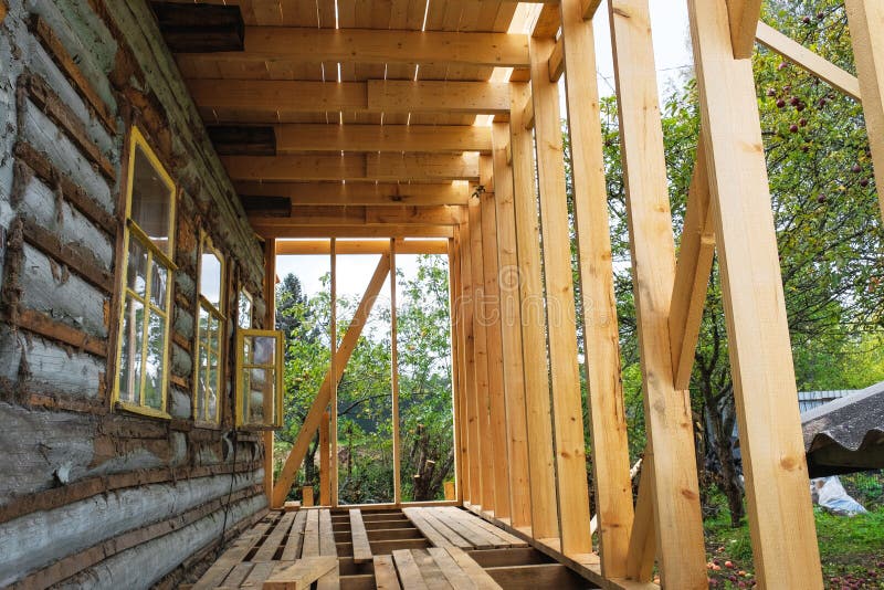 Construction of a Two-storey Frame House Outside the City Stock Image ...