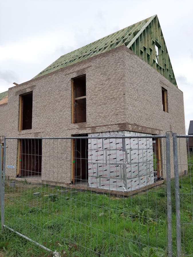 Construction Work Building a House Stock Image - Image of exterior ...