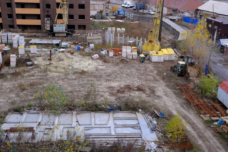 Construction Work Building Site View from Above Stock Photo - Image of ...