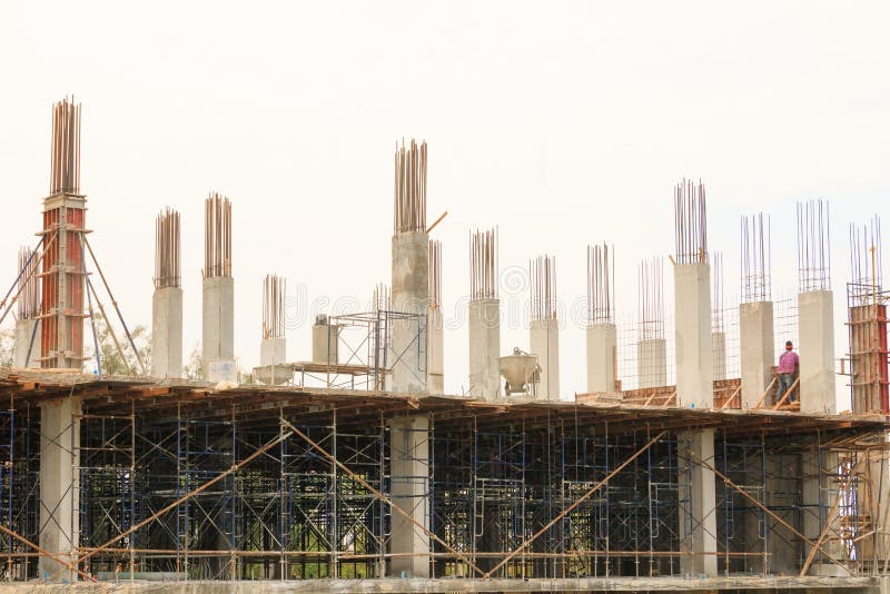 Construction Work in Building Site Workplace with Copy Space Stock ...