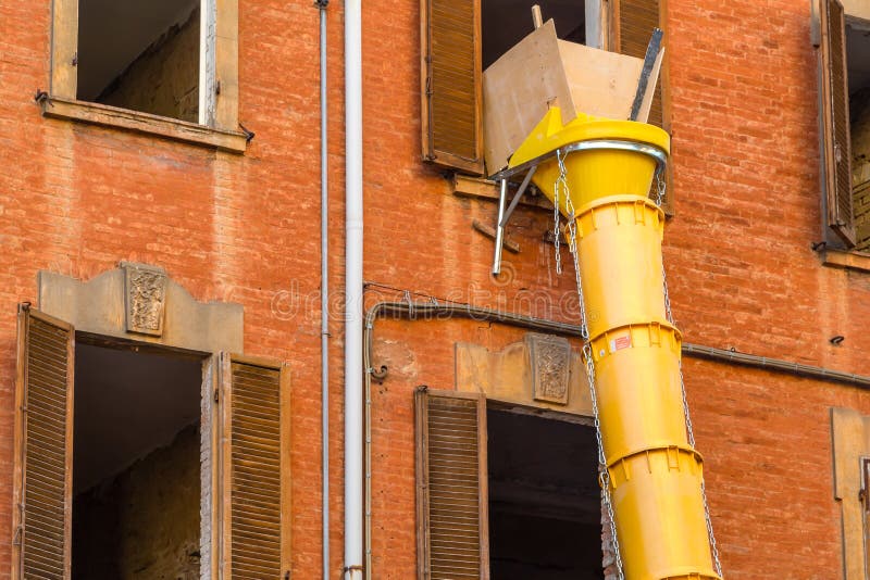 Construction work stock image. Image of chute, yellow - 178131021