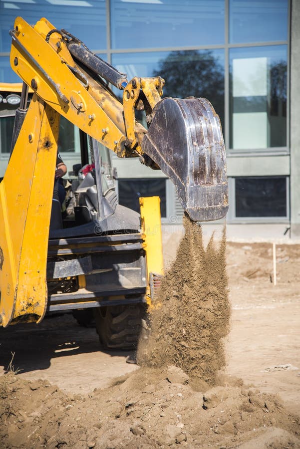Construction Work with Digger Machines Stock Photo - Image of ...