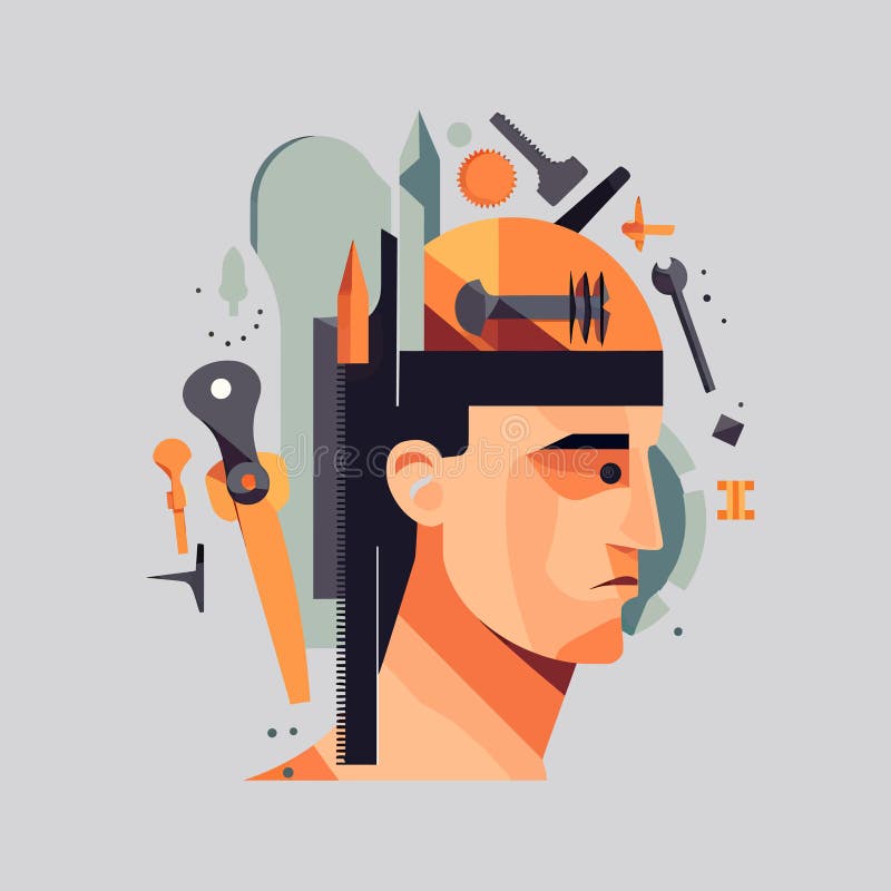 Construction Work Equipment Technical Tools Man Head Hardware ...