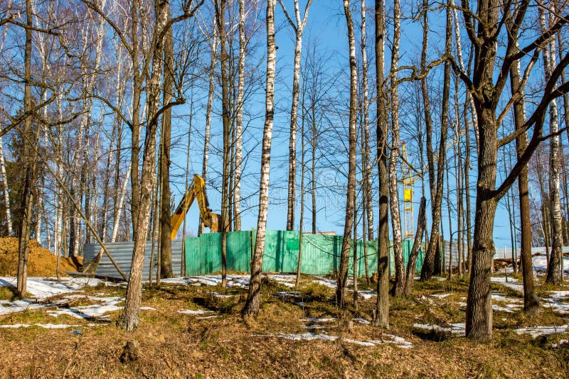 Construction Work in the Forest Area Stock Photo - Image of building ...