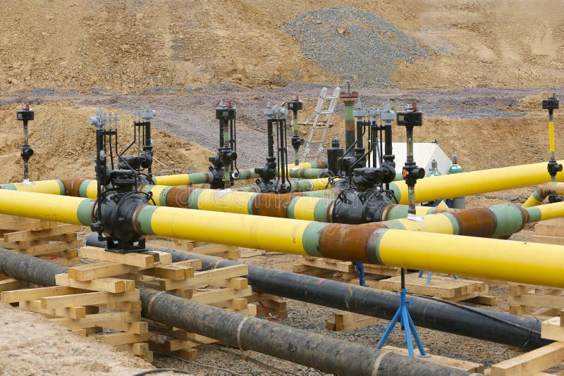 Construction Work Gas Pipeline Stock Photo - Image of plastic, sand ...