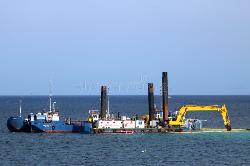 Construction Work in Harbour at Bugibba, Malta Editorial Stock Photo ...